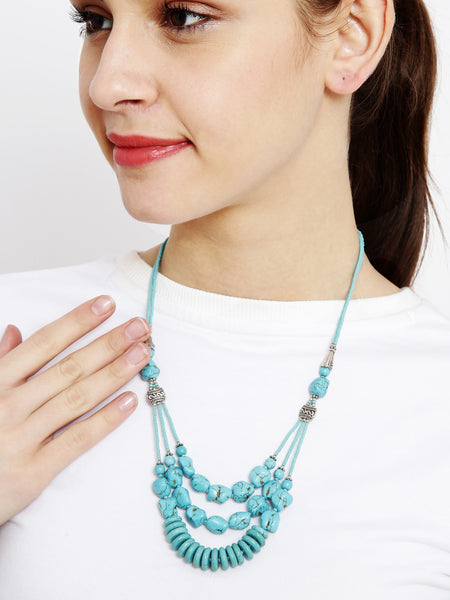 Turquoise Stone Layered Neclace – Thingalicious